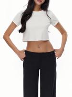 China Women's Soft Stretch Fabric Slim Fit Breathable Crop Top and Cropped T-Shirt for sale