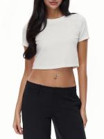 China Women's Soft Stretch Fabric Slim Fit Breathable Crop Top and Cropped T-Shirt for sale