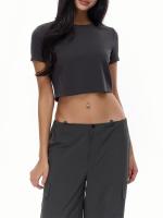 China Women's Soft Stretch Fabric Slim Fit Breathable Crop Top and Cropped T-Shirt for sale