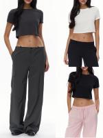 China Women's Soft Stretch Fabric Slim Fit Breathable Crop Top and Cropped T-Shirt for sale
