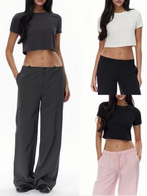 China Women's Soft Stretch Fabric Slim Fit Breathable Crop Top and Cropped T-Shirt for sale