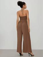 China Women's Ribbed Knit Wide Leg High Waist Jumpsuit - Elegant One-Piece for Casual and Party Wear for sale