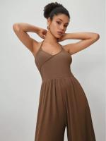 China Women's Ribbed Knit Wide Leg High Waist Jumpsuit - Elegant One-Piece for Casual and Party Wear for sale
