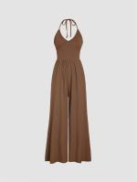 China Women's Ribbed Knit Wide Leg High Waist Jumpsuit - Elegant One-Piece for Casual and Party Wear for sale