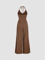 China Women's Ribbed Knit Wide Leg High Waist Jumpsuit - Elegant One-Piece for Casual and Party Wear for sale
