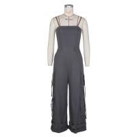 China Women's High-Waist Wide-Leg Cargo Pockets Jumpsuit Romper for Streetwear for sale