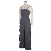 China Women's High-Waist Wide-Leg Cargo Pockets Jumpsuit Romper for Streetwear for sale