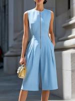 China Women's Sleeveless Wide-Leg Jumpsuit with High Waist Shaping and Flowing Silhouette for sale