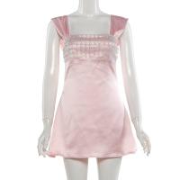 China Women's Sequin Satin Mini Dress with Square Neckline and High-Waist Design for sale