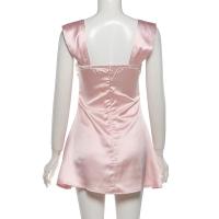 China Women's Sequin Satin Mini Dress with Square Neckline and High-Waist Design for sale
