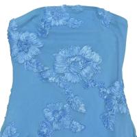China Women's Floral Embroidery Sheer Maxi Dress with Strapless Fitted Design and Lace Overlay for sale