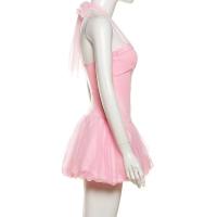 China Women's Pink Sweetheart Neckline Corset Dress with Layered Fluffy Tulle Skirt Mini Dress for sale