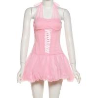 China Women's Pink Sweetheart Neckline Corset Dress with Layered Fluffy Tulle Skirt Mini Dress for sale