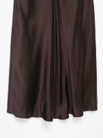 China Women's Satin Lace Slip Midi Dress with V-neck Lace Trim and Flowing Straight Silhouette in Lightweight Satin Fabric for sale