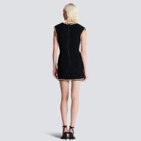 China Women's Pearl & Gold Chain Trim Tweed Mini Dress with Slim Waist Shaping and Luxury Boutique Style for sale