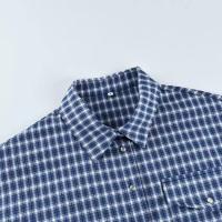 China Women's Blue Plaid Long Sleeve Button Front Shirt - Casual Blouse with Classic Collar for sale