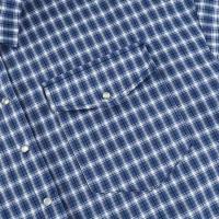 China Women's Blue Plaid Long Sleeve Button Front Shirt - Casual Blouse with Classic Collar for sale