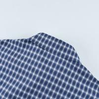 China Women's Blue Plaid Long Sleeve Button Front Shirt - Casual Blouse with Classic Collar for sale