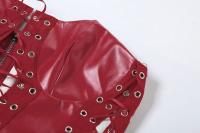China Women's Faux Leather Corset Top with Lace-up Front Design and Adjustable Tie Straps for sale