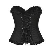China Women's Vintage Jacquard Corset Top with Adjustable Back Closure and Waist Shaping Fit for sale