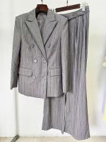 China Women’s Rhinestone Embellished Suit Set with High-Waisted Wide-Leg Pants and Double-Breasted Blazer for sale