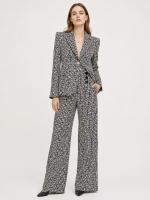 China Women's Geometric Print Blazer Pants Set with High-Waisted Wide-Leg Pants and Polyester Blend Fabric for sale