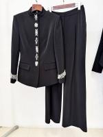 China Embellished Women's Suit Set with High-Waisted Wide-Leg Pants for Elegant Formal Wear for sale