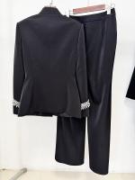 China Embellished Women's Suit Set with High-Waisted Wide-Leg Pants for Elegant Formal Wear for sale