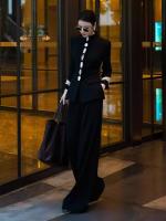 China Embellished Women's Suit Set with High-Waisted Wide-Leg Pants for Elegant Formal Wear for sale
