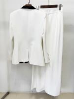 China Women’s Suit Set with Contrast Lapel Design and Shawl Collar Blazer Paired with High-Waisted Wide-Leg Pants for sale