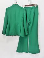 China Women’s Suit Set with Lace-Up Detail Structured Blazer and High-Waisted Wide-Leg Pants for sale