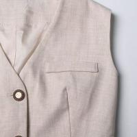 China Elegant Women’s 3-Piece Suit Set with Double-Breasted Blazer and High-Waisted Shorts in Polyester Blend Fabric for sale