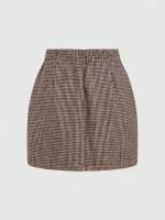 China Women's Houndstooth Blazer & Mini Skirt Set with High-Waisted Skirt and Structured Shoulders in Polyester Blend Fabric for sale
