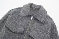 China Women's Cropped Wool Jacket with Soft Wool-Blend Fabric and Front Metal Zipper Closure for sale
