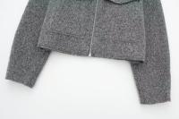 China Women's Cropped Wool Jacket with Soft Wool-Blend Fabric and Front Metal Zipper Closure for sale