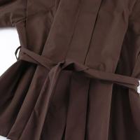 China Women's Belted Stand Collar Jacket with Adjustable Waist Belt Long Puff Sleeves and Flared Peplum Silhouette for sale