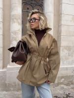 China Women's Lightweight Windbreaker Jacket with Adjustable Drawstring Waist and High Stand Collar for sale