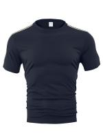 China Men's Contrast Stripe Sleeve T-Shirt with Soft Jersey Fabric and Sport-Inspired Streetwear Style for sale