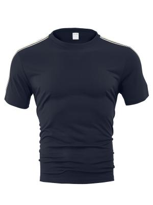 China Men's Contrast Stripe Sleeve T-Shirt with Soft Jersey Fabric and Sport-Inspired Streetwear Style for sale