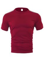 China Men's Contrast Stripe Sleeve T-Shirt with Soft Jersey Fabric and Sport-Inspired Streetwear Style for sale