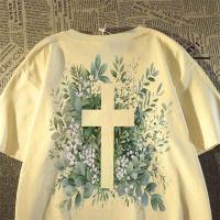 China Men's Floral Cross Print Graphic T-Shirt in Soft Cotton Fabric for Streetwear Style for sale