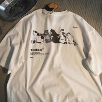 China Men's Vintage Graphic Print Cotton T-Shirt with Streetwear-Inspired Design for sale