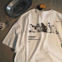 China Men's Vintage Graphic Print Cotton T-Shirt with Streetwear-Inspired Design for sale