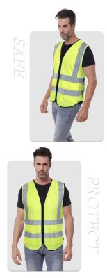 China High-Visibility Reflective Safety Vest with Fluorescent Mesh Construction, Wide Reflective Strips, and Multiple Large-Capacity Pockets for sale