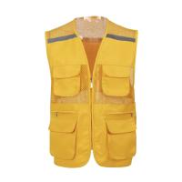 China Multi-pocket Utility Work Vest with Breathable Mesh Panels and Reflective Strips for Safety for sale