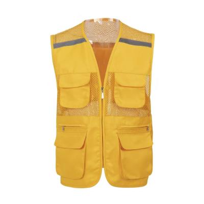 China Multi-pocket Utility Work Vest with Breathable Mesh Panels and Reflective Strips for Safety for sale