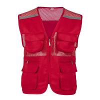 China Multi-pocket Utility Work Vest with Breathable Mesh Panels and Reflective Strips for Safety for sale