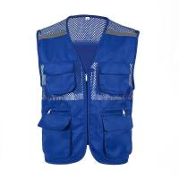 China Multi-pocket Utility Work Vest with Breathable Mesh Panels and Reflective Strips for Safety for sale