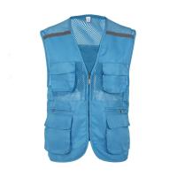 China Multi-pocket Utility Work Vest with Breathable Mesh Panels and Reflective Strips for Safety for sale