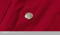 China Structured Red Blazer School Uniform Set with Contrast Piping and Chest Badge Placement for sale
